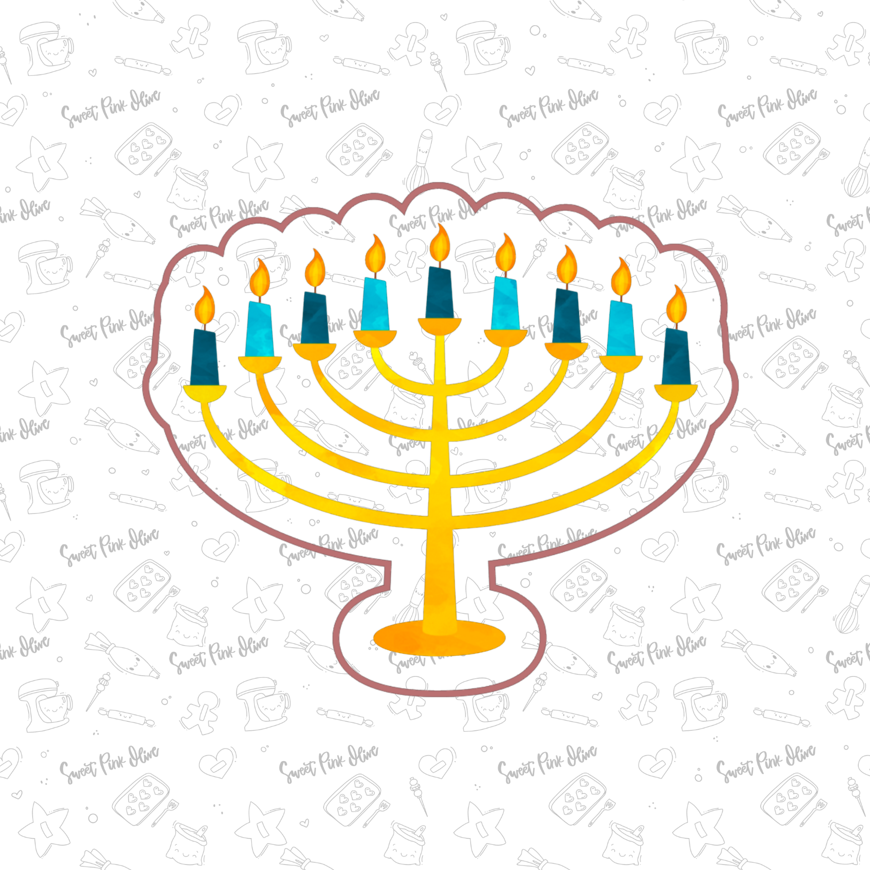 Menorah with Candles – Sweet Pink Olive