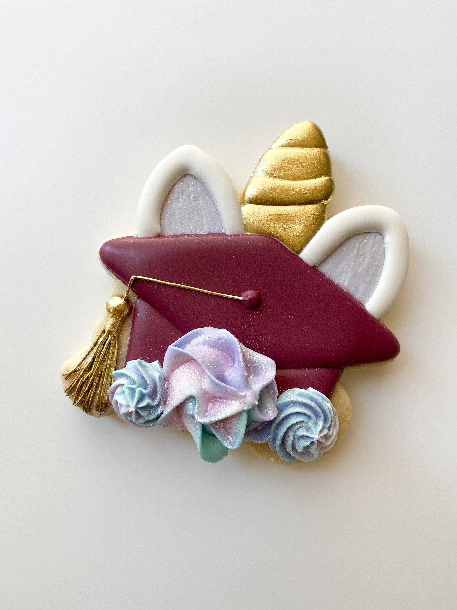 Unicorn Graduation Hat with Flowers – Sweet Pink Olive